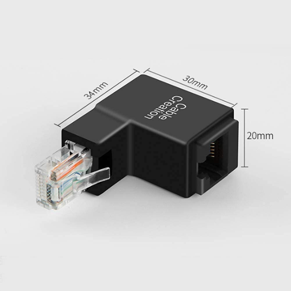 CableCreation 2 Pack Ethernet Adapter, Cat5e/Cat6 Up Angle Ethernet Adapter, 90 Degree and 270 Degree RJ45/8P8C Ethernet Female to RJ45/8P8C Male Adapter