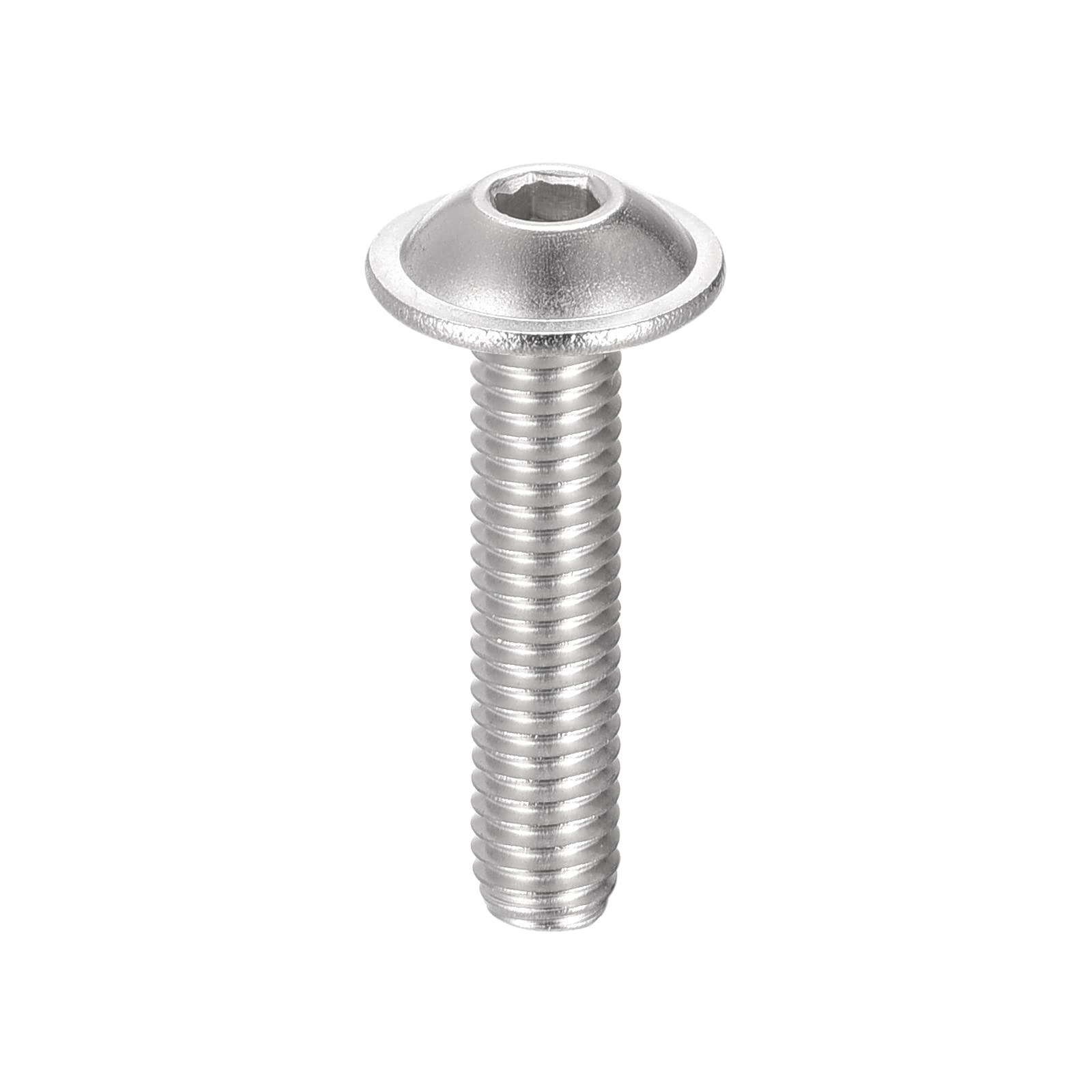 uxcell Flanged Button Head Socket Cap Screws, M5*22mm Hex Socket Drive Screw, 304 Stainless Steel Fasteners Bolts, Fully Threaded Machine Screw 50Pcs
