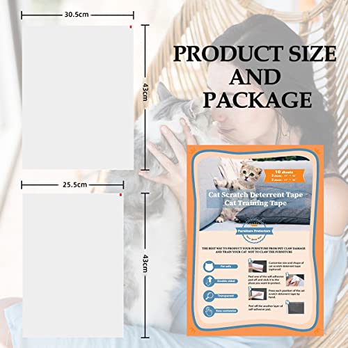 10 Pcs Extra Large Furniture Protectors from Cats, 5pcs 17" x12β & 5pcs 17"x10" Cat Scratch Deterrent Sheet, Double-Sided Training Tape, Cat Scratch Couch Protector