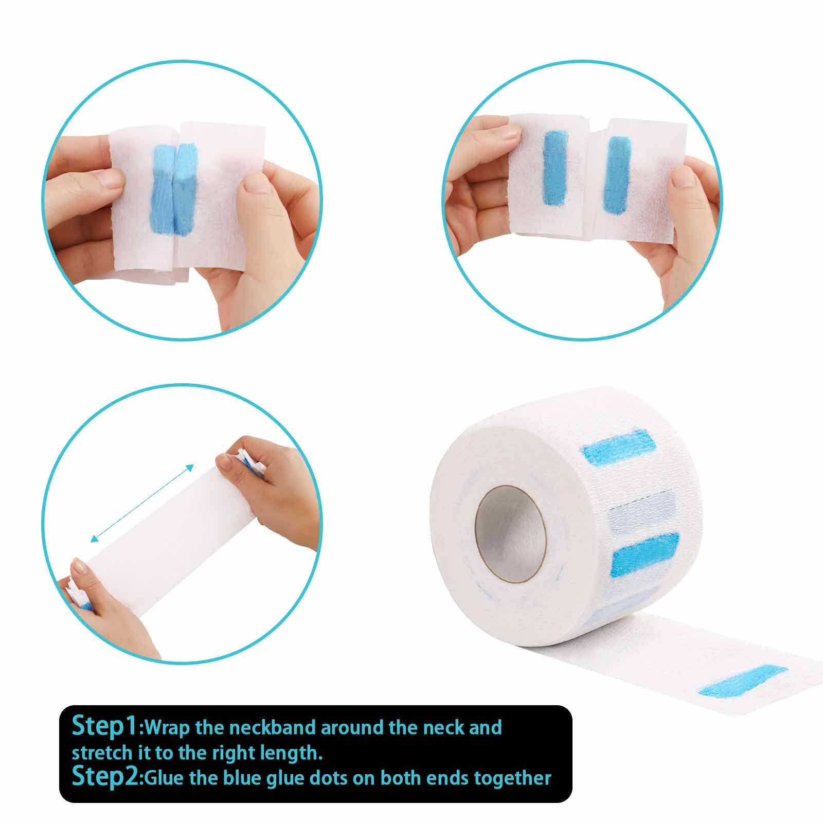 IOOROSE 10 Rolls Disposable Barber Paper Neck Strips, 1000 Count, 2.6 x 13 Inches, Professional Stretchy Paper Neck Band Protector Hairdressing Accessory Tool