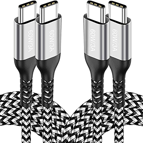 USB-C to USB-C Cable 60W[2Pack 10FT],Grtoeud Type-C Fast Charging Cord for Apple MacBook Air 13”,iMac,iPad Pro/Air,Samsung Galaxy S22 S21 Note 20,iPad Air 5,Sony PS5,Pixel 6 Pro/4a,Laptop(Black White)