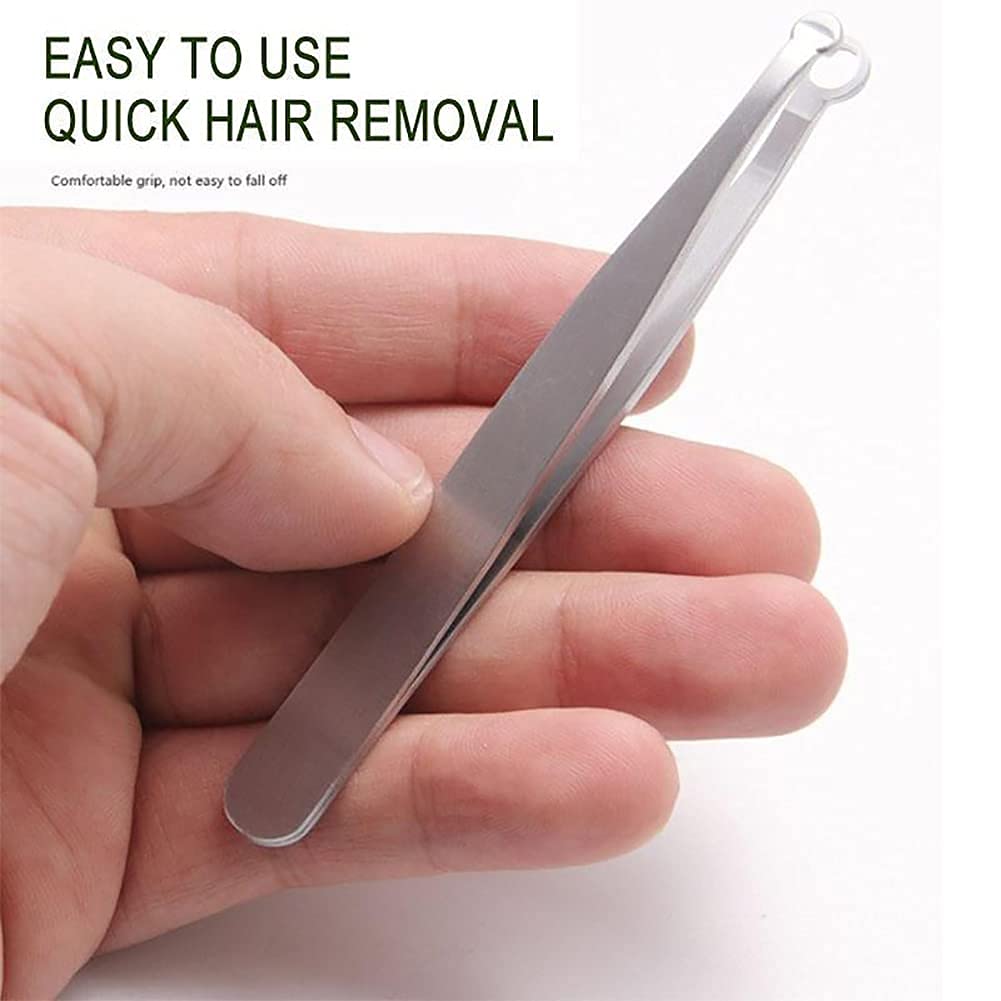 Anvirtue Universal Nose Hair Trimming Tweezers, Stainless Steel Eyebrow Trimmer, Friendly Round Tip, No Mirror Needed Easy Cut, for Noses, Sideburns, Brow, Body (1PC)
