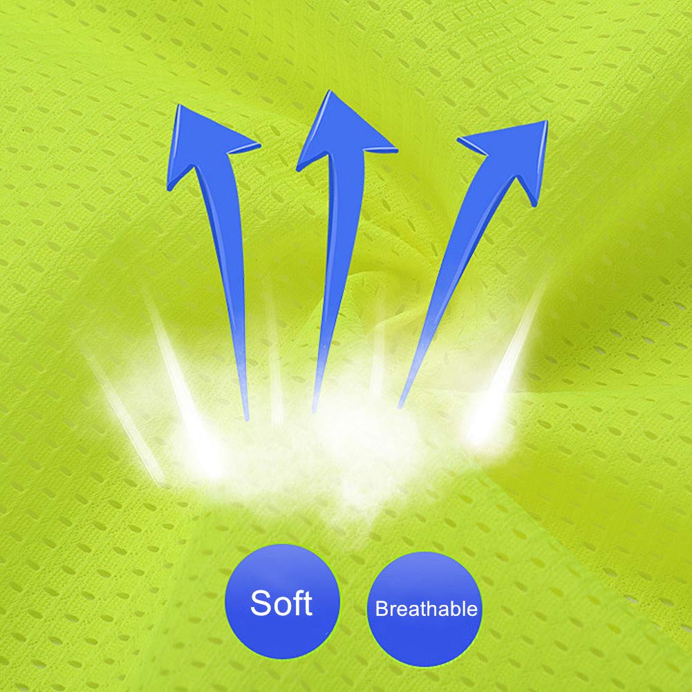 XIAKE Reflective Safety Vest for Men & Women Mesh High Visibility Vest with Pockets Meets ANSI Standards(Medium,Yellow)