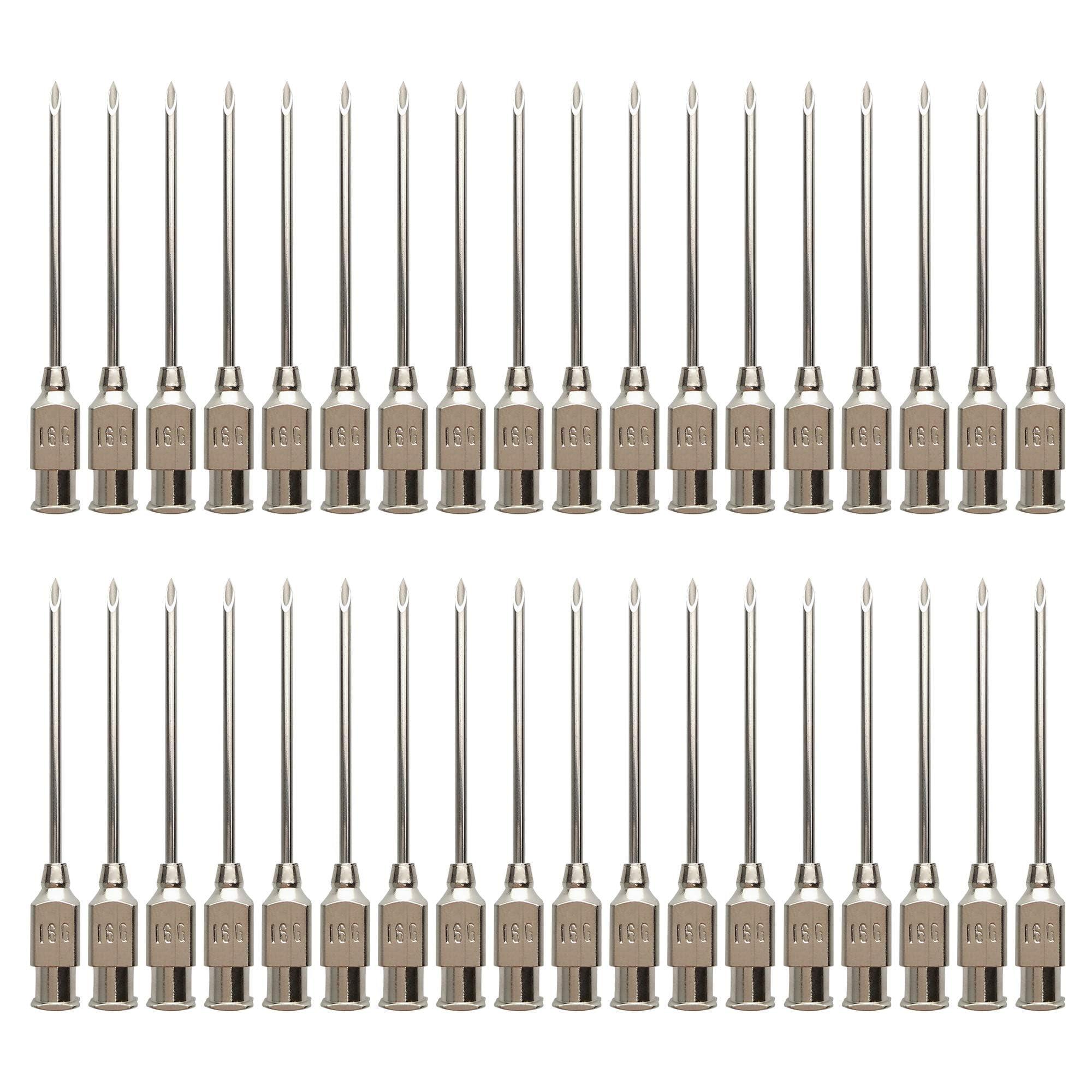24PACK 16G 16-40mm Dispensing Needle with Luer Lock/Veterinary Stainless Steel Injection Needle,pet Poultry NeedleïŒBovine Pig Injection Needle