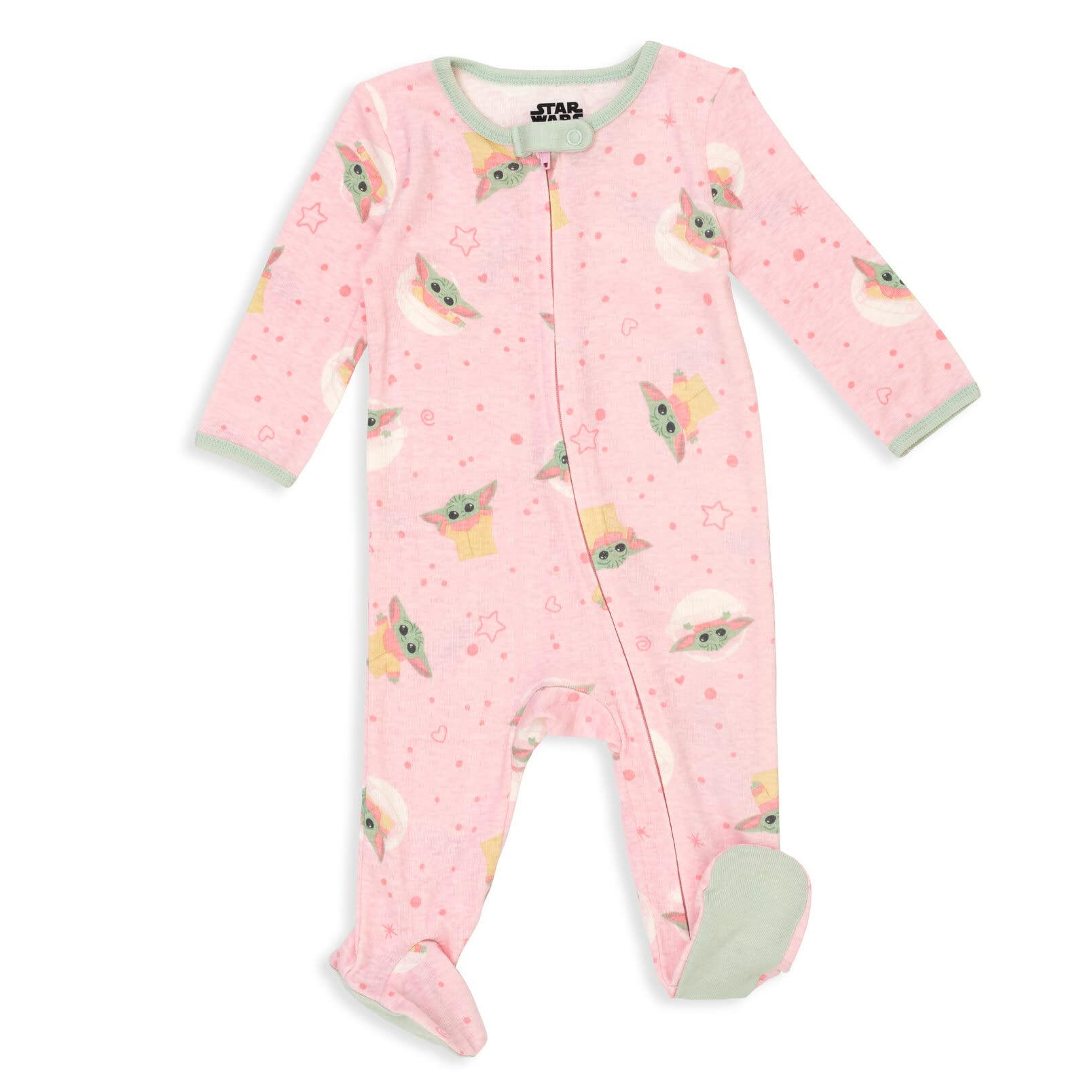 STAR WARS The Child Newborn Baby Girls 2 Pack Zip Up Sleep N' Plays Pink/Green 3-6 Months