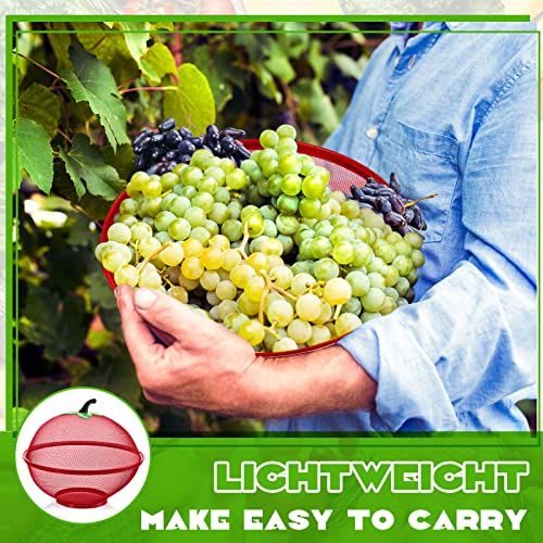 2 Pieces Apple Shaped Fruit Basket Red Metal Wire Mesh Holder Covered Fruit Bowl for Kitchen Counter Mesh Fruit Holder Fruits Storage Drain Basket Apple Basket Food Strainers for Banana Vegetables