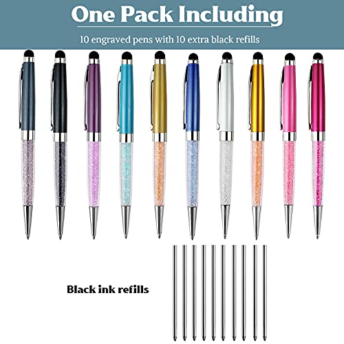 Ancolo Personalized Ballpoint Pens with Stylus tip stylish pens premium Crystal Diamond pen - Engraved with Your Name Logo or Message, Phone Number Black ink Perfect for Bank, Office, Hotel Lobbies