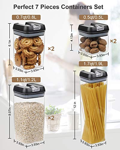 Airtight Food Storage Containers Kitchen-Cereal-Organization - McKain 7 Pieces BPA Free Plastic Pantry Container Set with 24 Labels and Spoon Set
