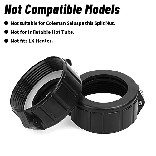 2" Spa Hot Tub Heater Split Nut Union amp with Screw, 2 pcs Heater Gasket/O-Rings Replacement for Balboa Gecko (Actual Size 3 Inch,Suitable for 2 Inch Heater Assemblies) - 2 Packs