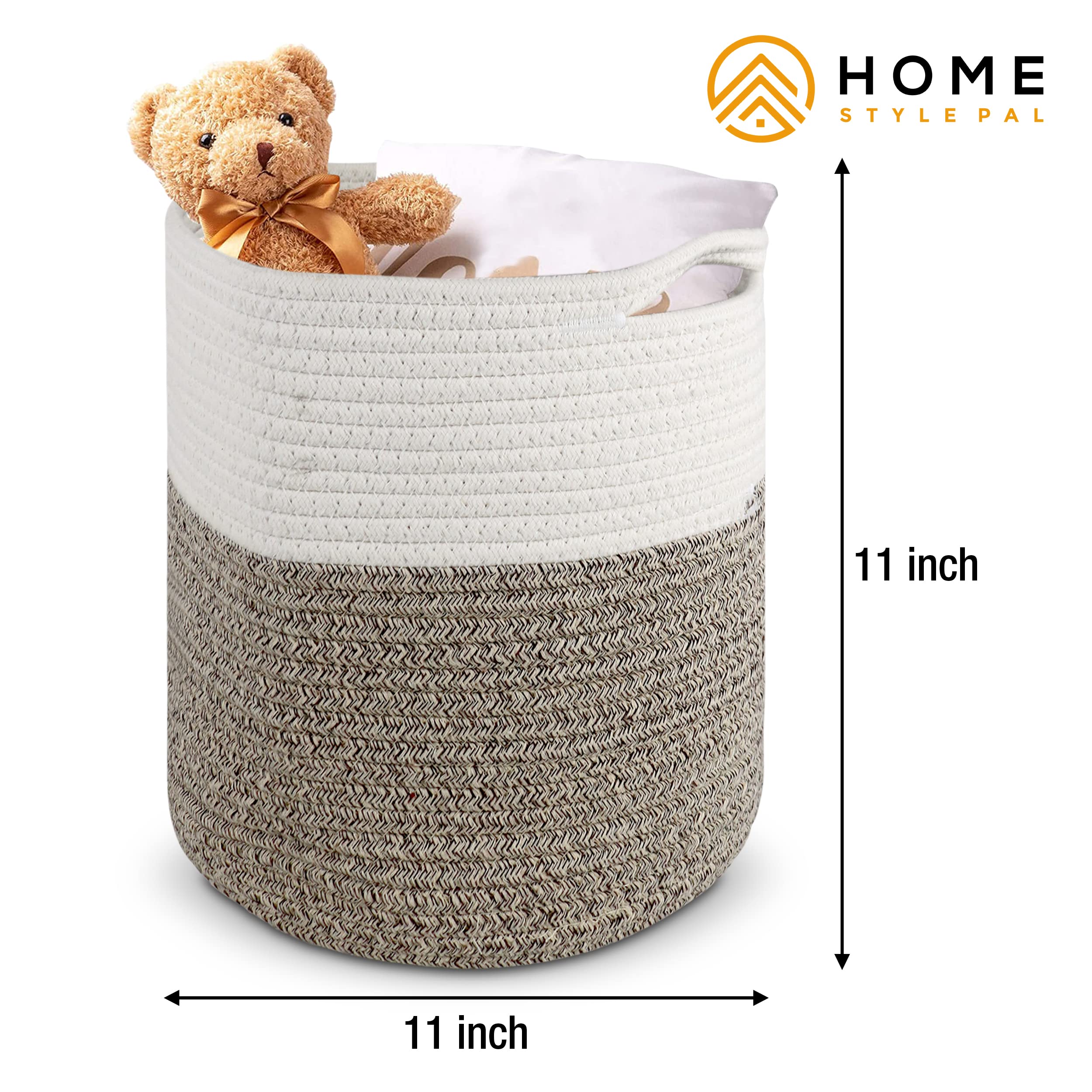 Cotton Rope Storage Baskets Set of 3 β Foldable Toddler Friendly - Holds Laundry Toys & Accessories β Decorative for Room or Shelf - Soft & Durable