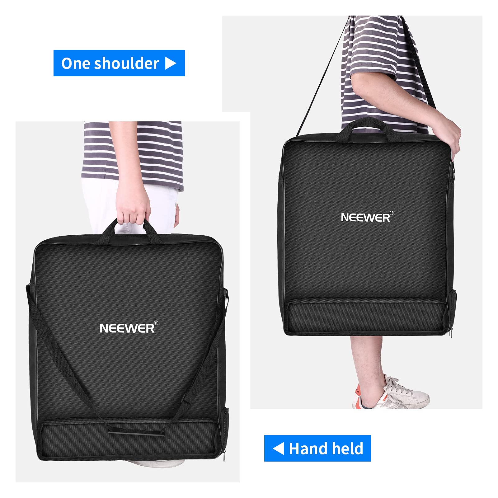 Neewer Photography Carrying Bag, Protective Case for 18" Ring Light and 21" Foldable Tripod Light Stand, 21"×21"/52×52cm, Durable Lightweight Nylon, Black
