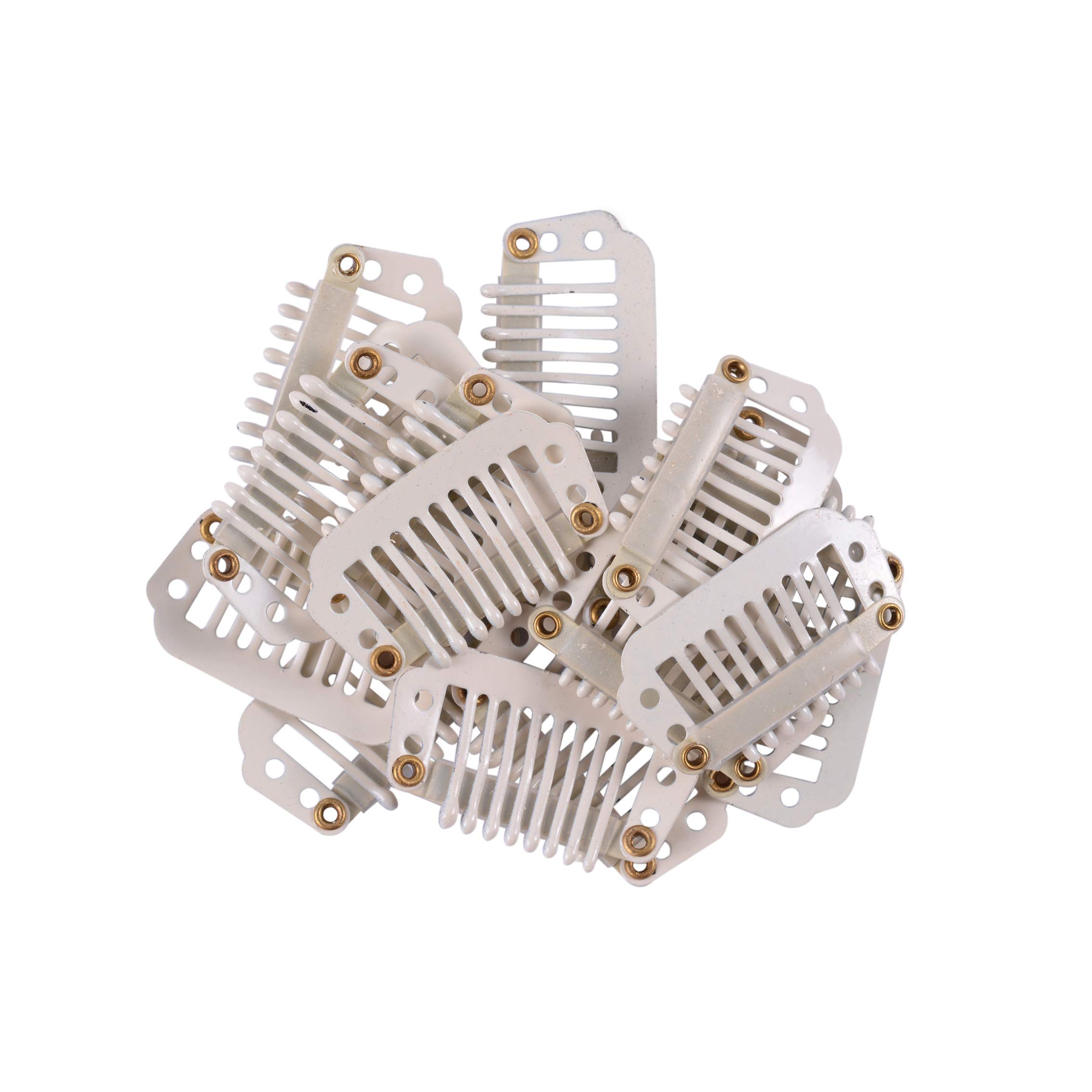 24 pcs/lot 28mm 8-teeth Metal Hair Extension Clips with Rubber Snap Closures for Hairpieces (Blonde)