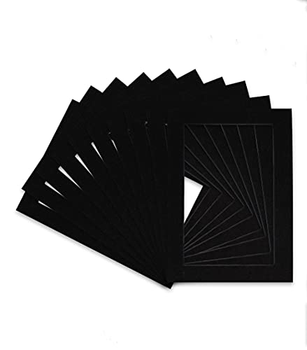11x14 Mat Bevel Cut for 8x10 Photos - Acid Free Black with Black Core Precut Matboard - For Pictures, Photos, Framing - 4-ply Thickness