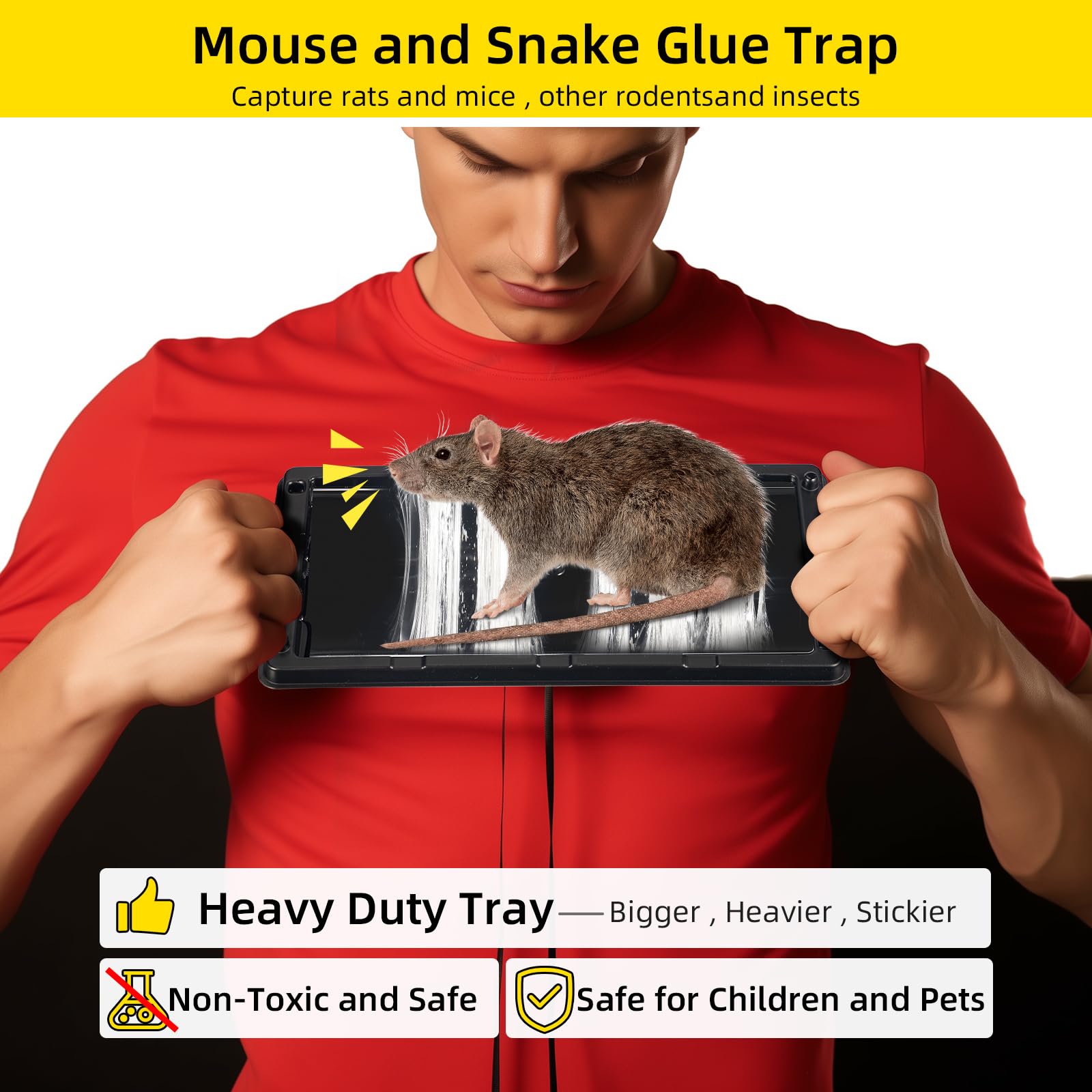 12 Pack Glue Traps for Mice - Sticky Mouse Traps Indoor for Home, Mouse Sticky Traps, Rat Glue Traps, Mice Glue Traps, Glue Traps for Rats, Rodent, Snake, Roach, Spider, Pet Safe Easy to Use