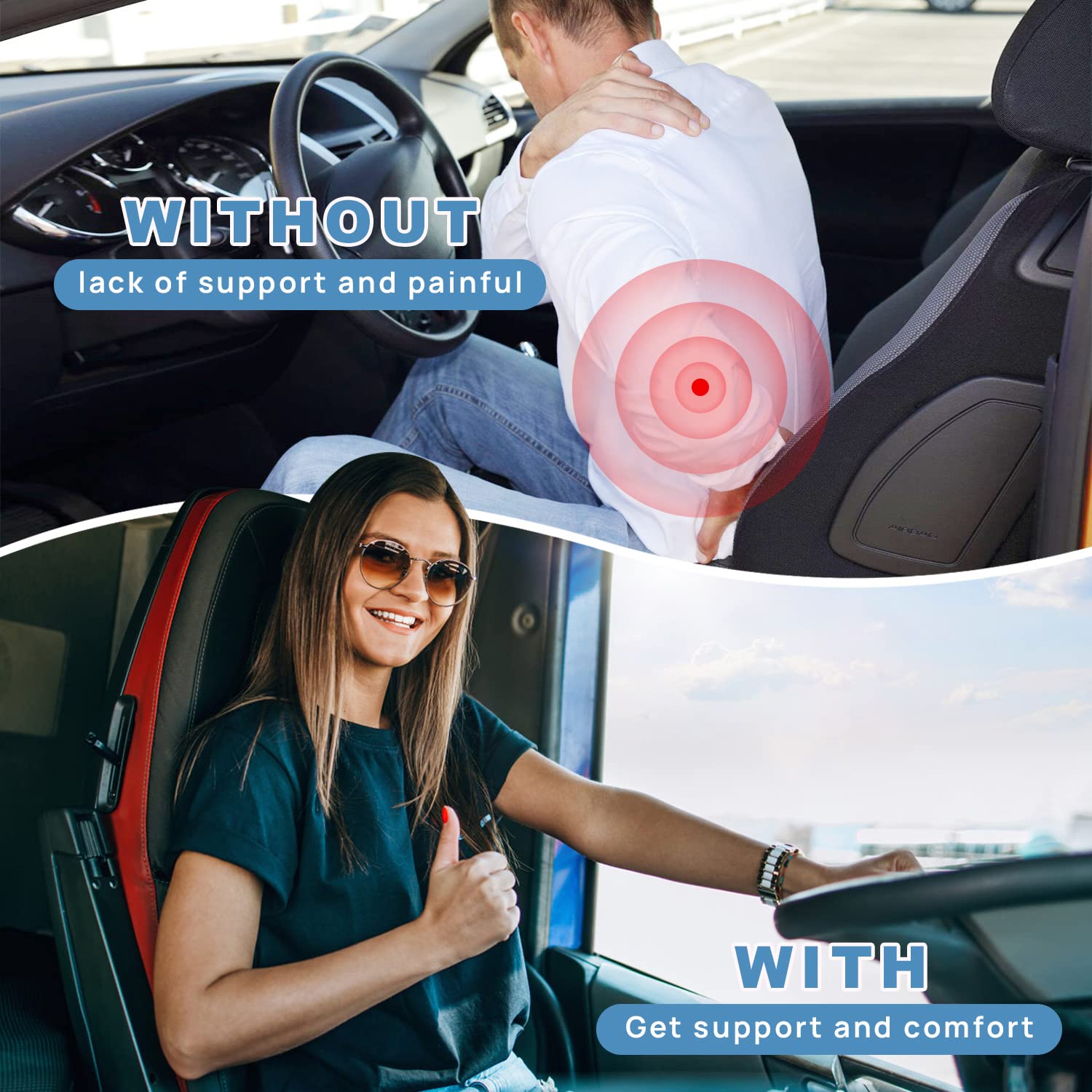 anzhixiu Car Seat Cushion, Car Cushion Seat Cushion for Car Seat Driver, Sciatica Pain Relief Pillow Tailbone Pain Relief Cushion for More Relaxation