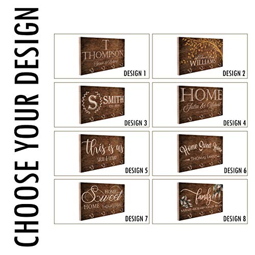 People People Personalized Wood Key Hanger for Wall | New Home Décor Gift for Wedding Housewarming | Customized Gifts for Couple Mr Mrs Key Ring Holder Hook | Key Rack | C02D08