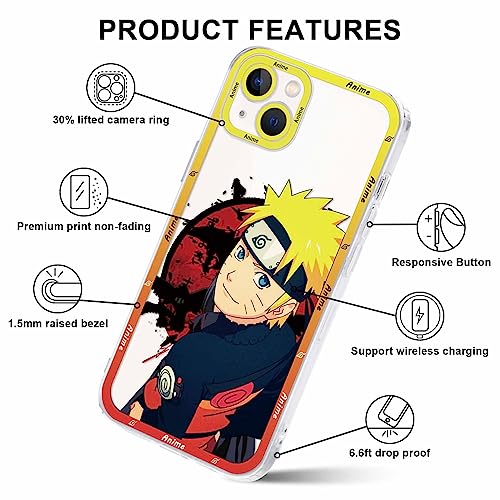 2 Pack Japanese Anime Case for iPhone 13 mini Clear Case 5.4", Cool Manga Cute Pattern Design, Cartoon Character Cases for Men Boys Women Girls Kids, Soft TPU Funda for iPhone13 Mini, Transparent