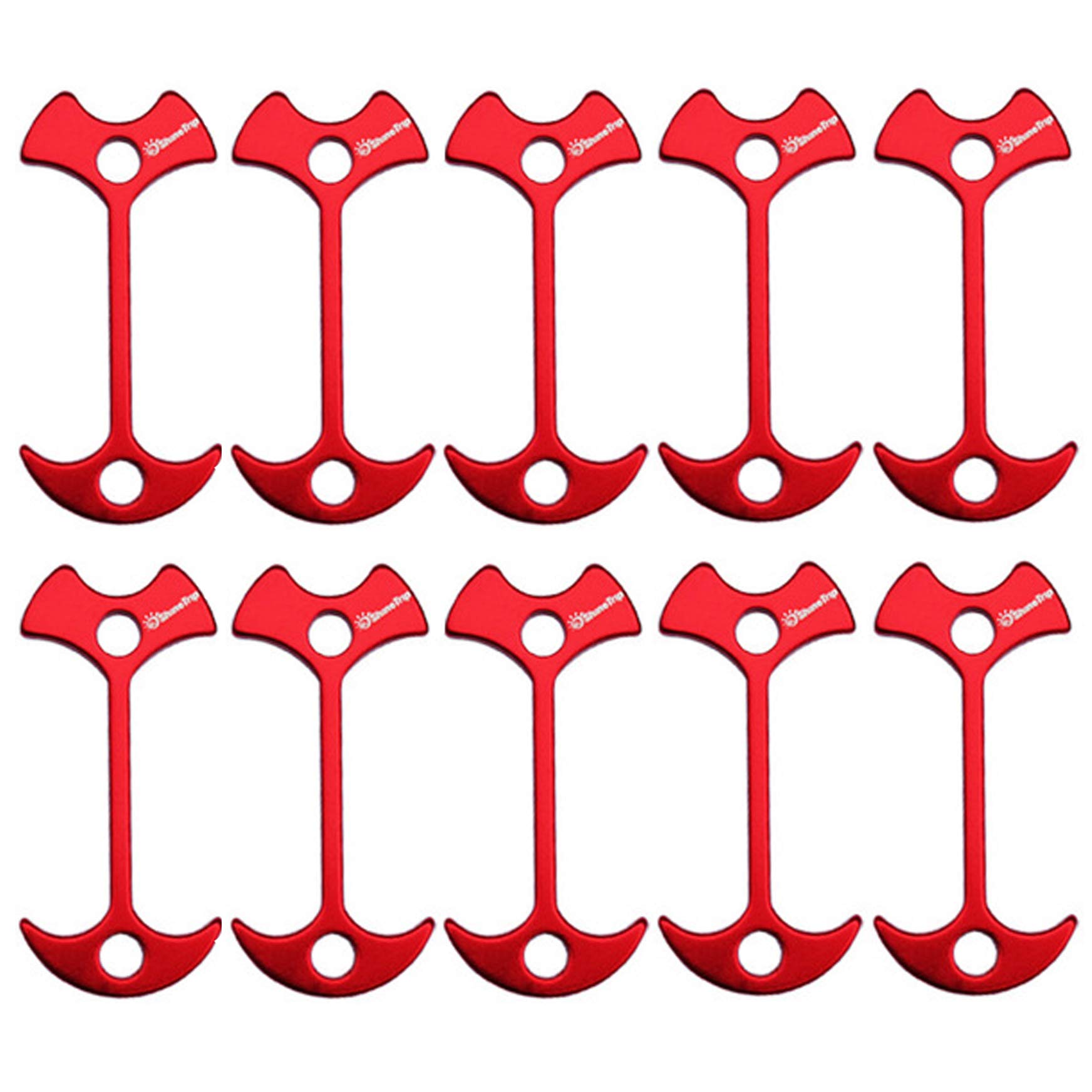 10pcs Fishbone Tent Stakes Pegs Lengthen Deck Nail Anchor Stopper Guyline Tensioner Camping Accessories(Red)