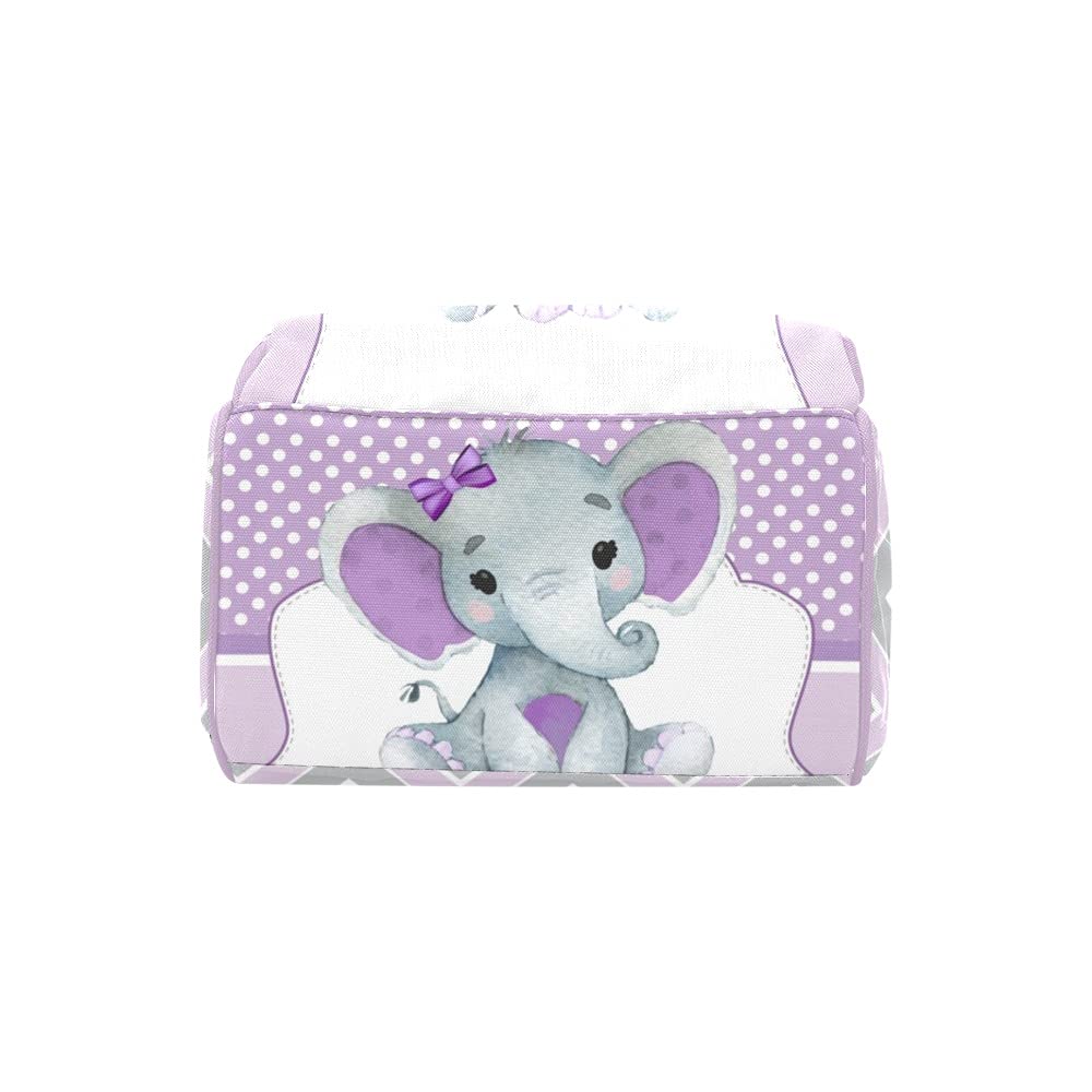 Polka Dot Purple Elephant Diaper Bags Backpack with Name Personalized Nursing Nappy Bag Travel Tote Bag Gifts
