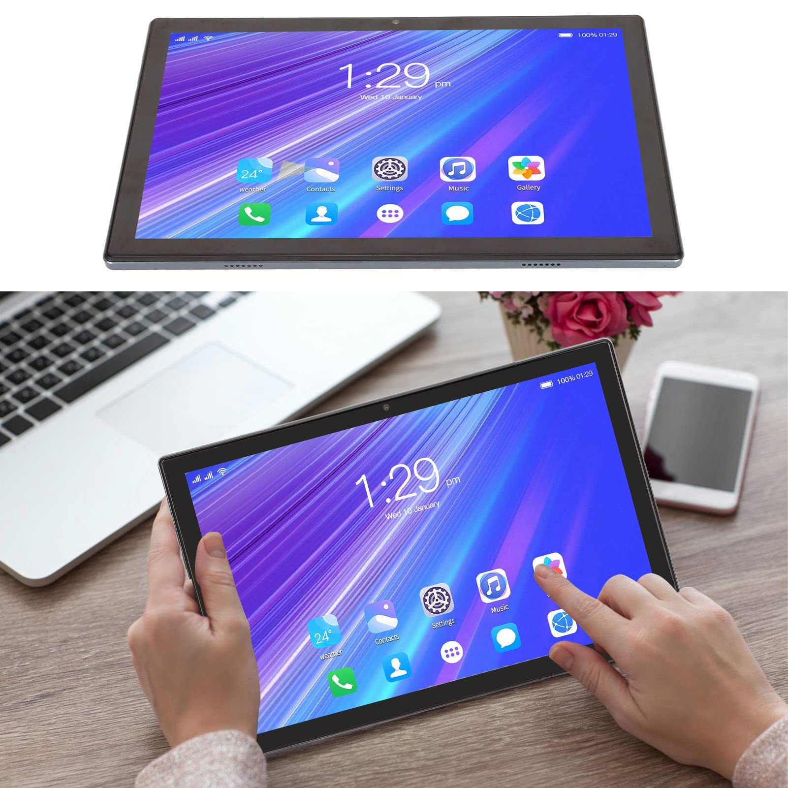 10in 6GB 128GB WiFi Android 11 Tablet, Slim Metal Design, 1920x1200 IPS Clear Display, Dual Speakers, 8800mAh Long Lasting Battery, 8 Front 20 MP Rear Camera, Silver Grey(US)