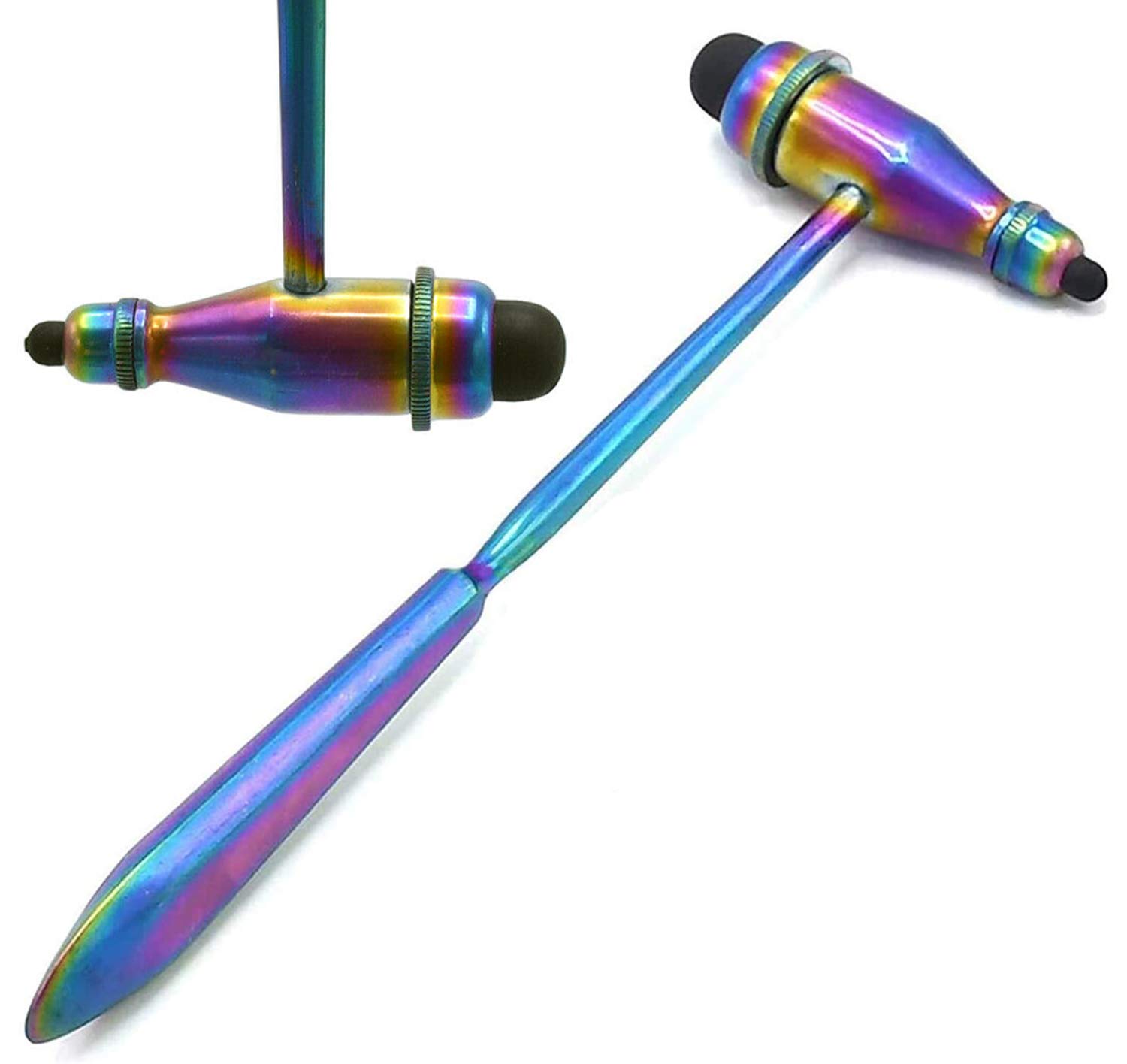 AAProTools Reflex Hammer, Neurological Reflex Hammer with Pointed Tip Handle, for Neurologic Reflex Diagnosis and Testing, Zinc-Alloy Metal Multi Rainbow