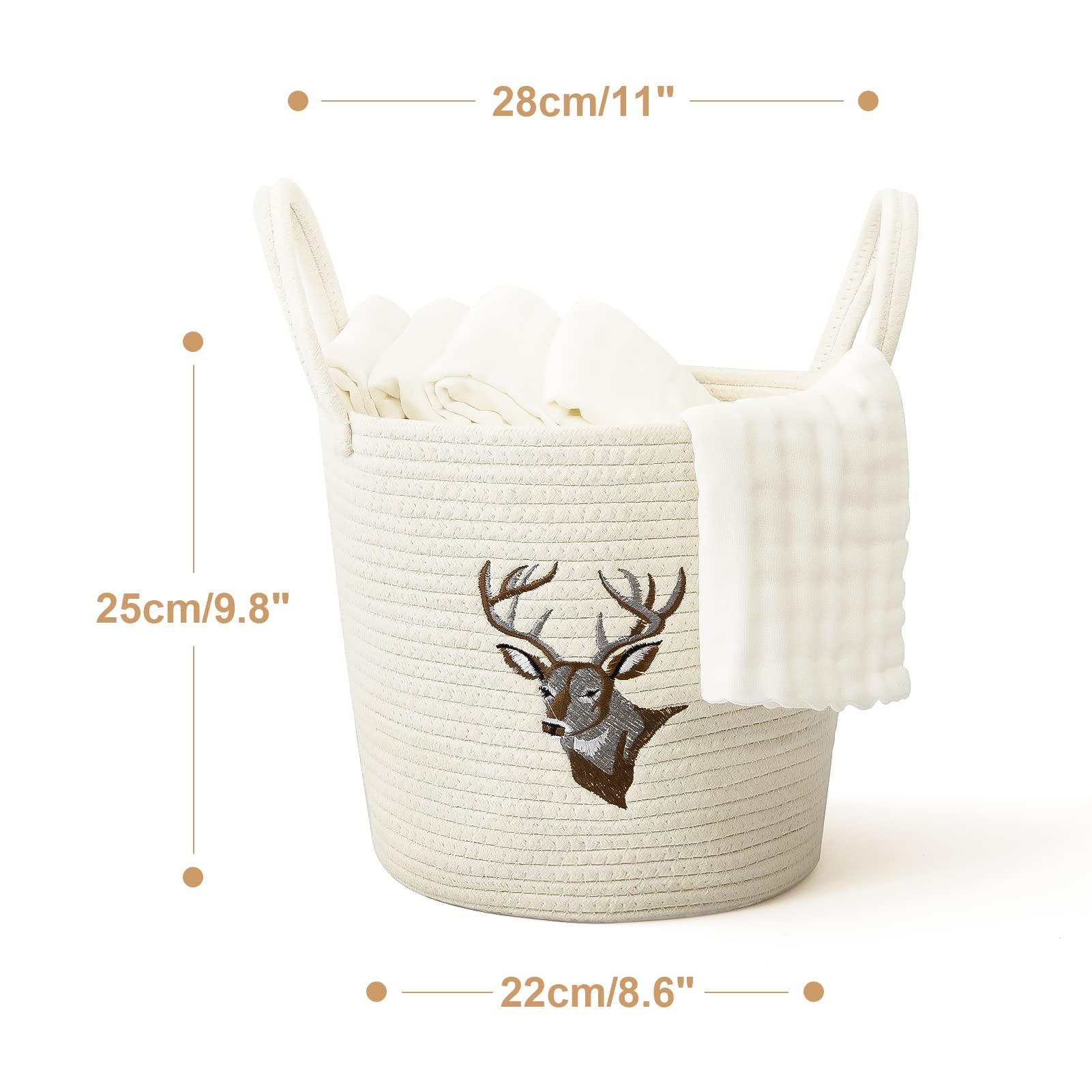 Amasava Storage Baskets 2 Pack, Small Baby Baskets Woven Cotton Rope Decorative Laundry Hampers for Blankets Toys Shoes Plants Clothes Diapers