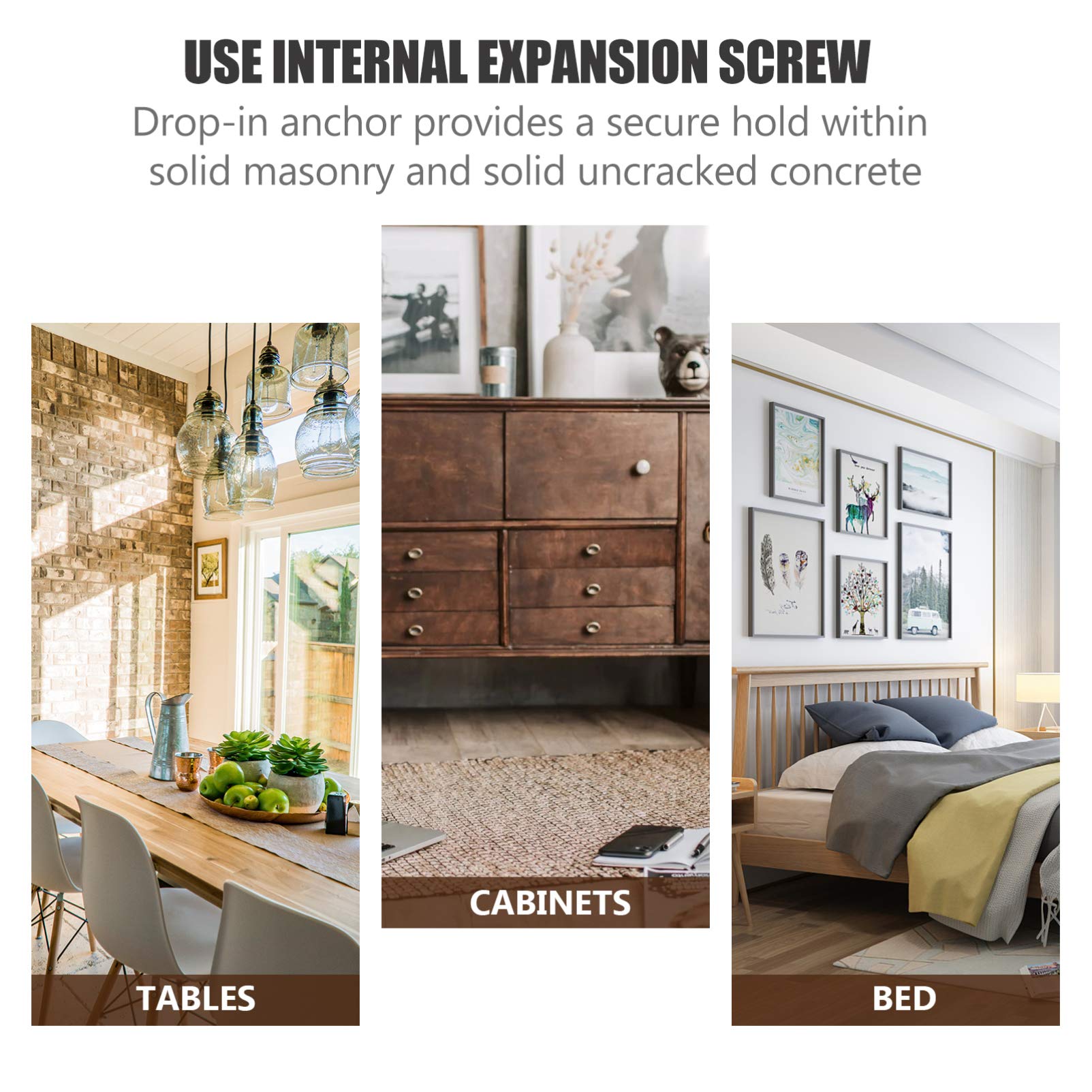 100 Pcs Screw Expansion Sleeve Bolt Concrete Anchor Drop in Assisted Pegs Wall Expansion Anchors Carbon Steel Anchor Drop-in Anchor