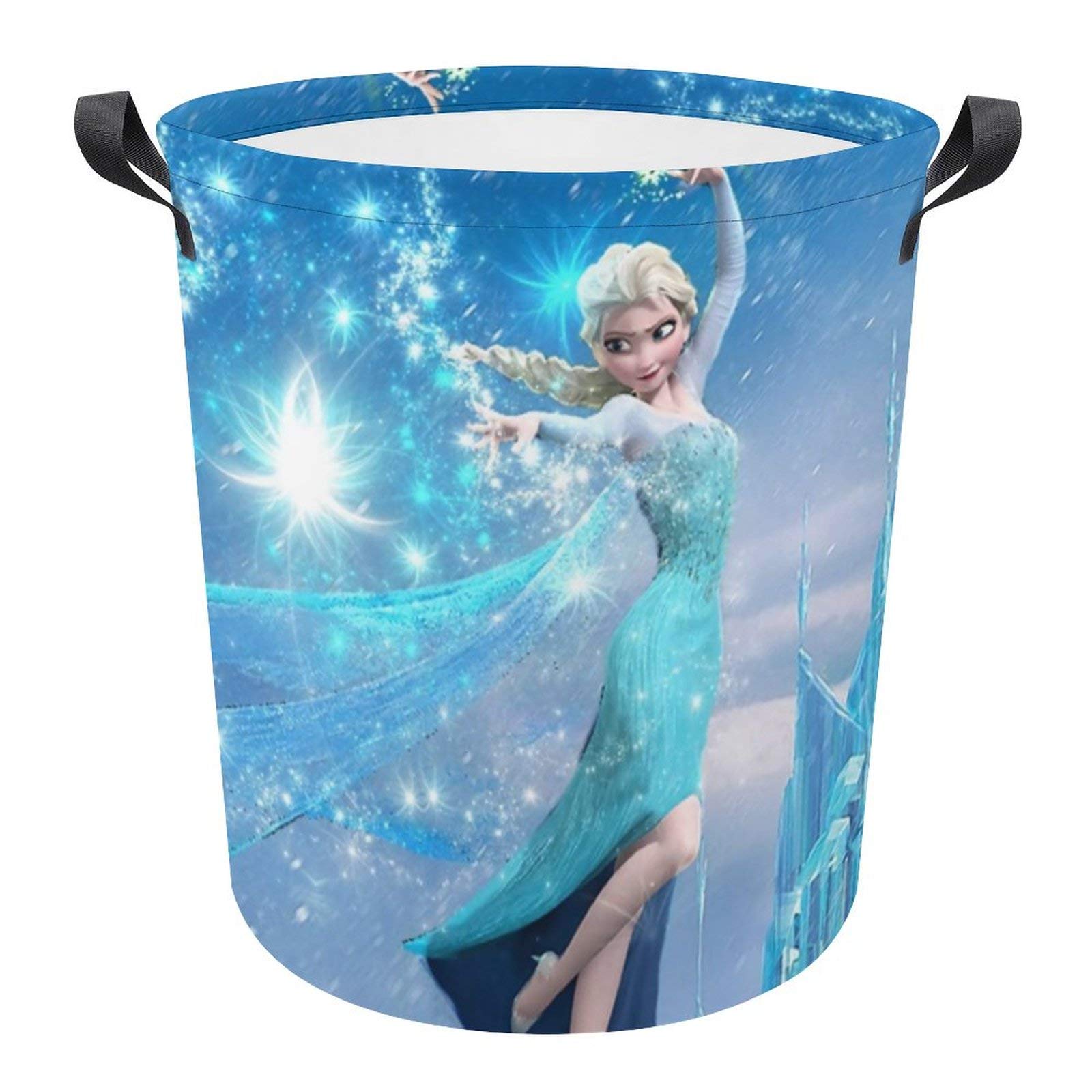 ZOVENCHI Fro-Zen Elsa and Anna 17.3 inch Waterproof Foldable Laundry Hamper,Dirty Clothes Laundry Basket,Oxford Cloth Bin Storage Organizer for Nursery Clothes Toys