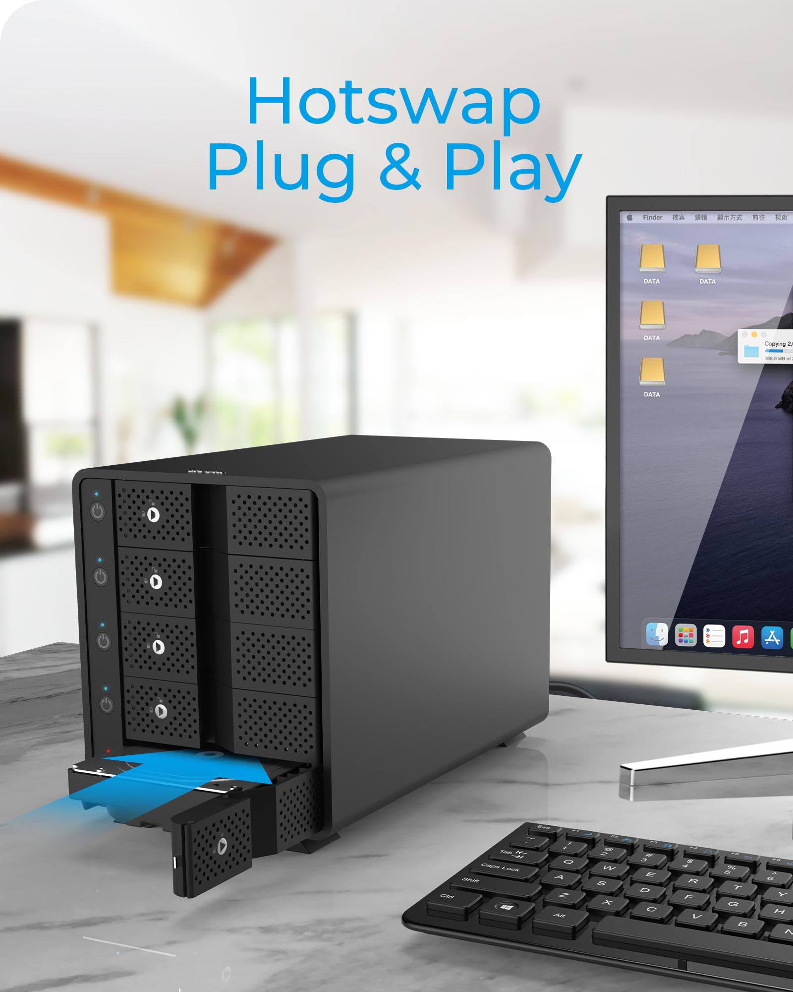 ICY BOX 5 Way Hard Drive Enclosure for 3.5 Inch Hard Drives Single Switchable Strapless USB 3.1 Gen2 (USB-C, USB-A) Fan Aluminium Black