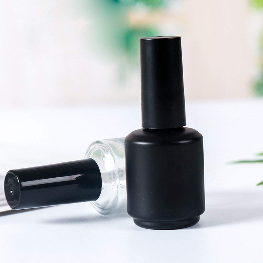 10 Pcs 15ml Glass Nail Polish Bottles Empty Refillable Nail Polish Bottle Containers with Brush Cap for Nail Art Sample (Transparent)