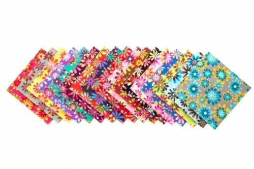 102 Piece Crazy Daisy pre Cut Charm Pack 5" Squares 100% Cotton Fabric Quilt - by Diu Dang
