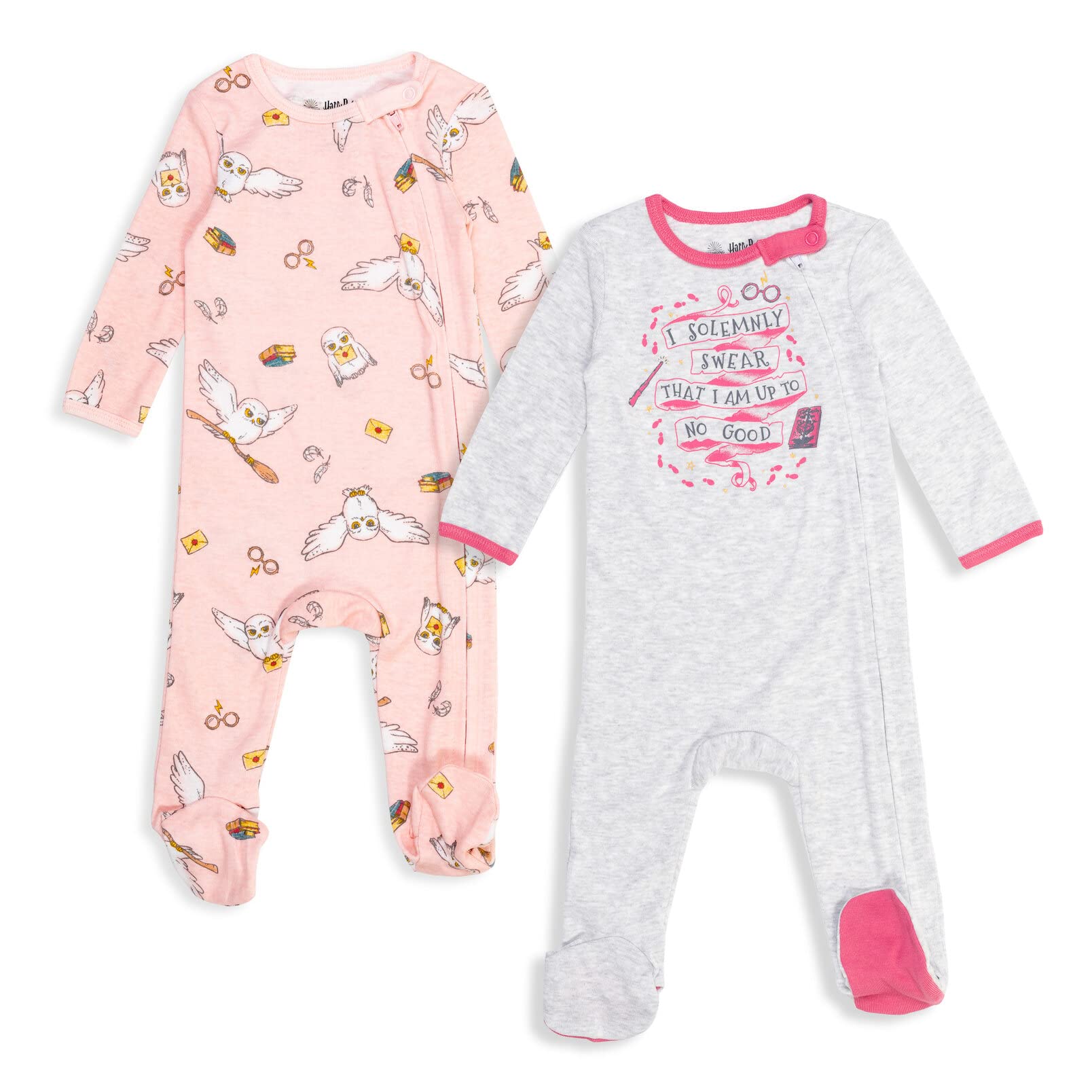 Harry Potter Newborn Baby Girls 2 Pack Sleep N' Play Coveralls Pink/White 3-6 Months