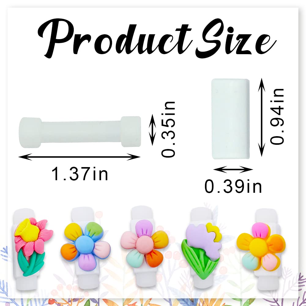 10 PCS Charger Protector for iPhone/ipad USB Cable, Colourful Flowers Cable Bites Flower Leaves Plastic Charging Cable Protector Cord Saver Phone Accessory USB Charger for Cellphone Data Lines