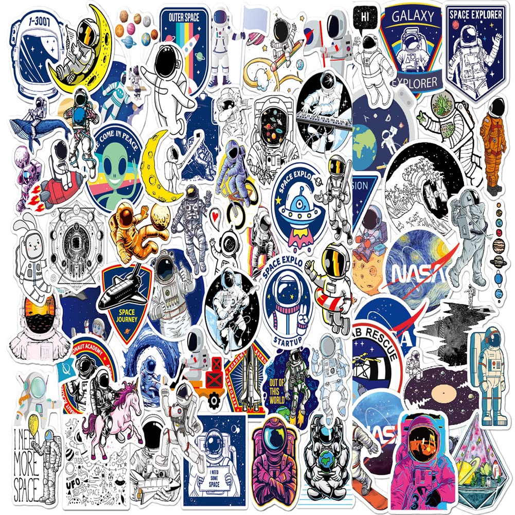 100PCS Astronaut Stickers for Water Bottle,Space Moon Rocket Stickers for Boy Teens,Space Theme Spaceman Astronomy Gifts for Adults Teens Boys Stickers for Art Journaling Scrapbook Skateboard Decals