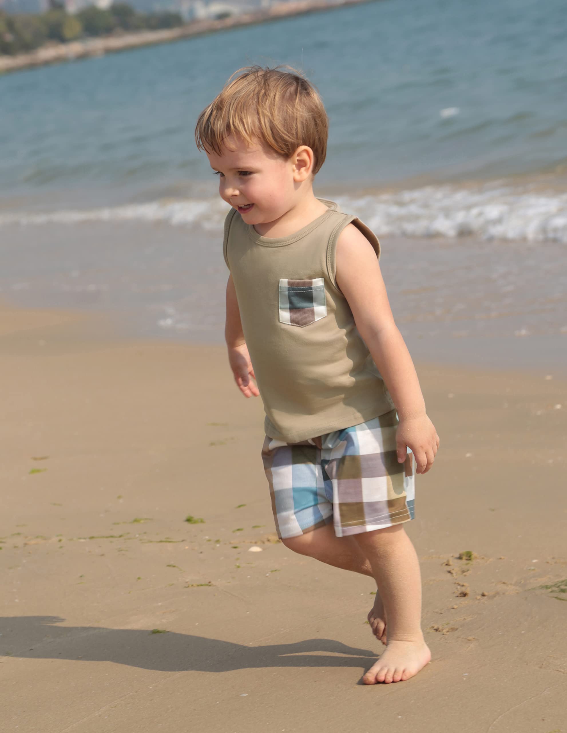Baby Boys Summer Outfits Cotton Sleeveless Vest+Short Clothes Set Sweatsuits 2T