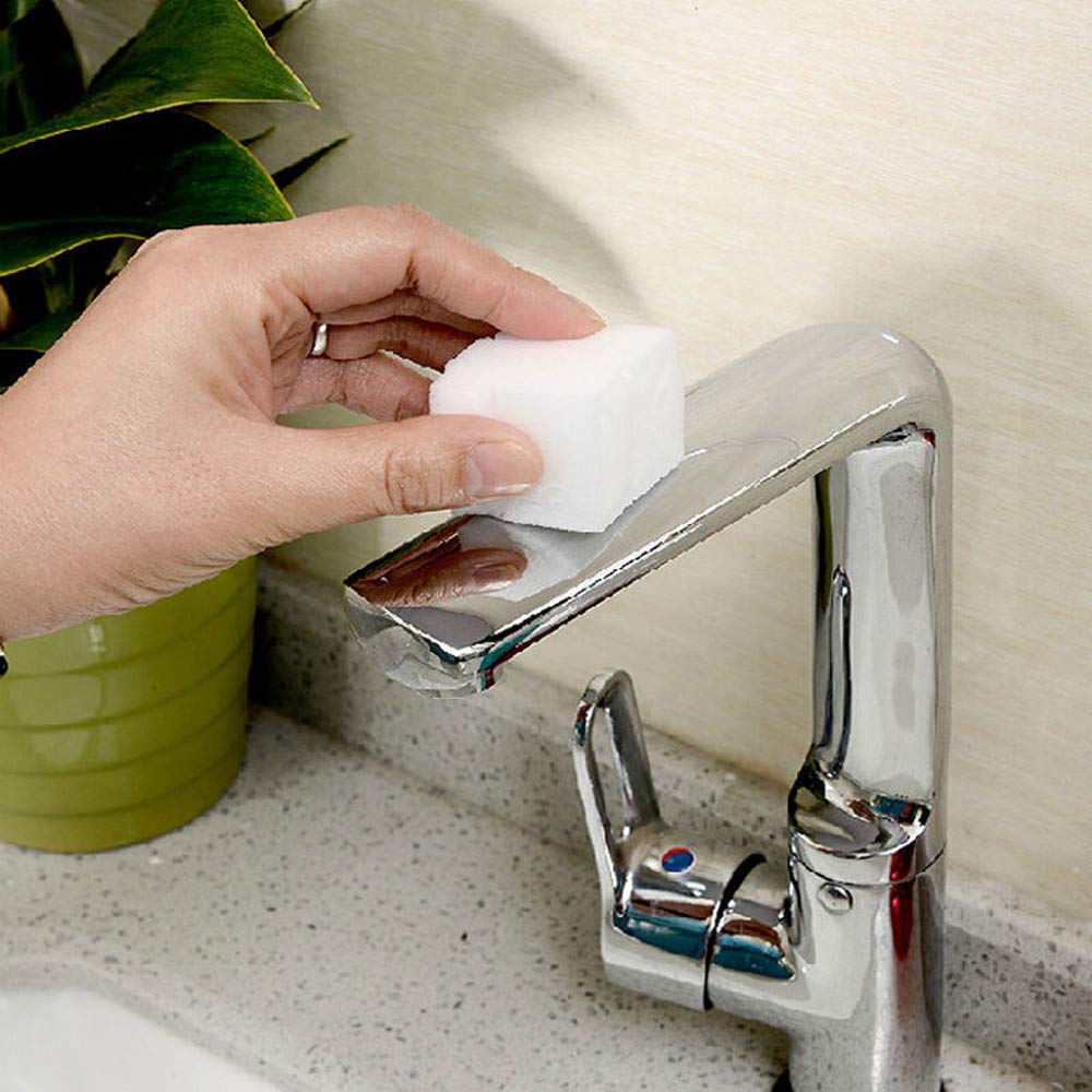 100 Melamine Sponges for Cleaning, Multifunctional Magic Sponge Eraser in Bulk, Household Foam Cleaner for Kitchen, Bathtub, Toilet, Wall (White)