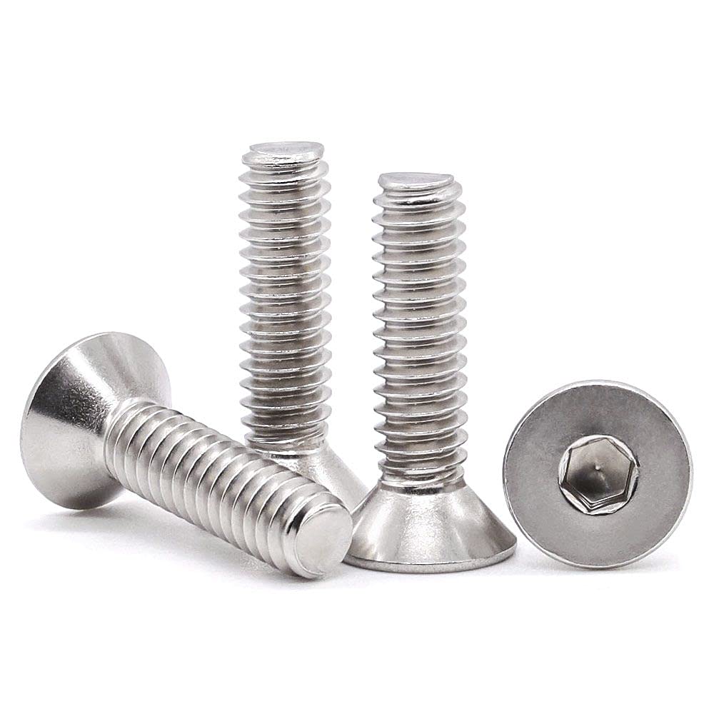 Glvaner 10-24 x 1/2" (60 pcs) Flat Head Socket Cap Screws Bolts, 304 Stainless Steel 18/8, Countersunk Head Socket Cap Screws, Allen Hex Drive, Full Thread