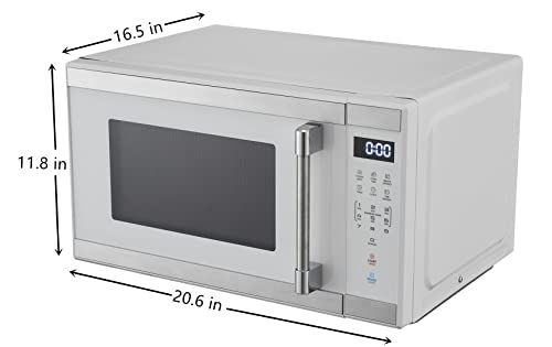 1.1 Cu. ft. 1000 W Mid Size Microwave Oven, 1000W, White Stainless Steel