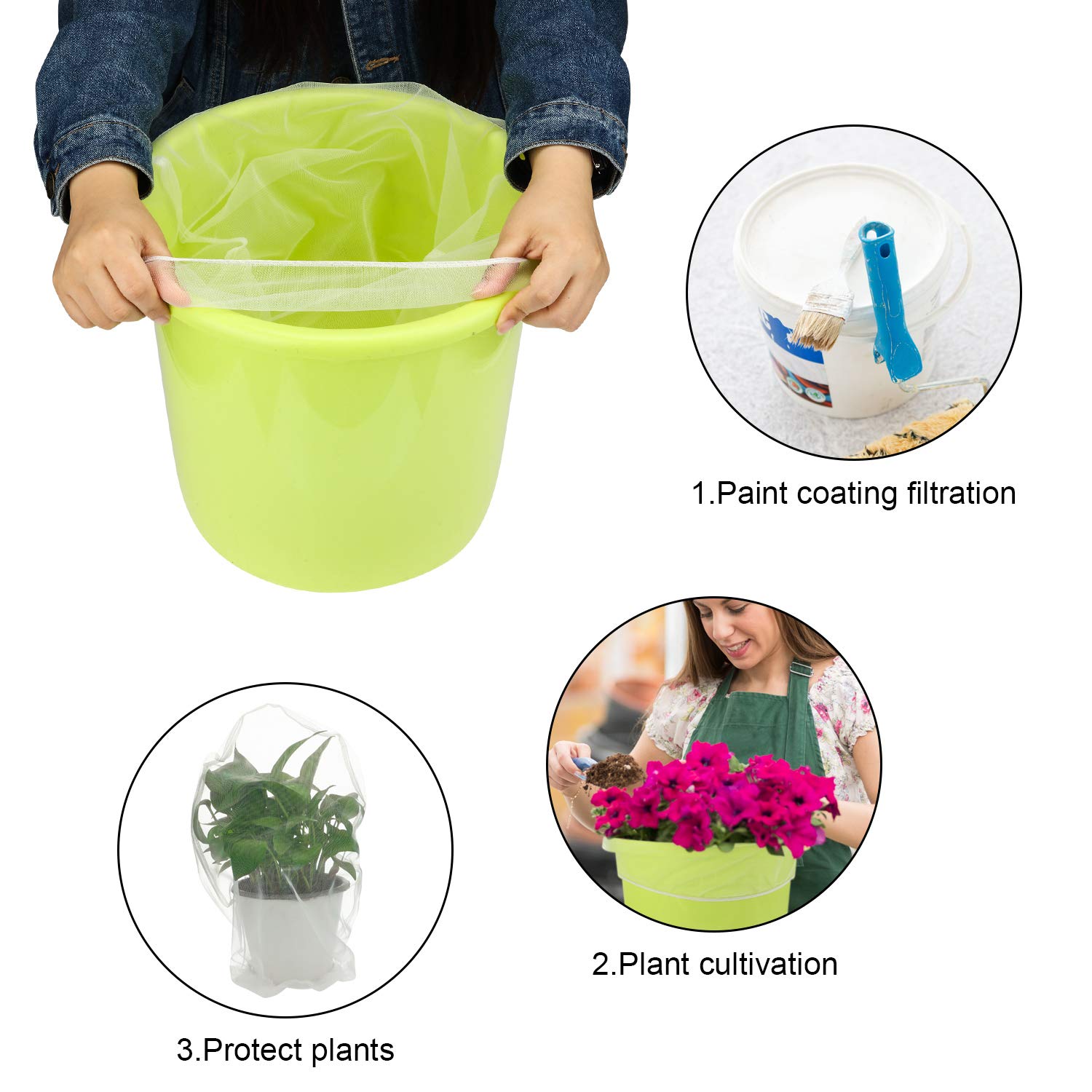 10 Pcs 5 Gallon Elastic Top Paint Strainer Bags White Fine Mesh Bag Filters for Hydroponics Painting Gardening