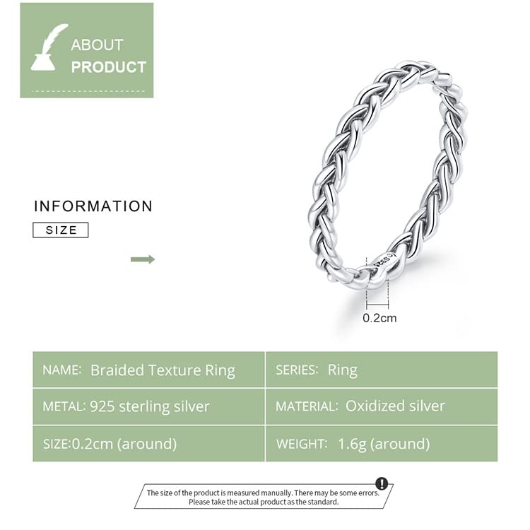 100% 925 Sterling Silver Ring Braided Texture Design Ring Rings For Women Wedding Fingers S925 Jewelry CTR161 (6)