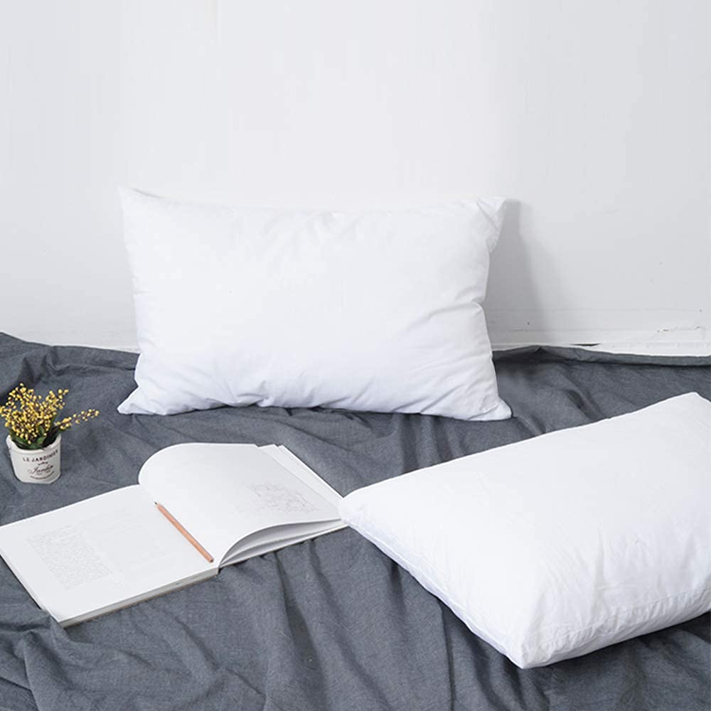 FLXXIE Toddler Cotton Down Alternative Toddler Pillows (13x18) and White Microfiber Soft Toddler Pillowcases (14x20)