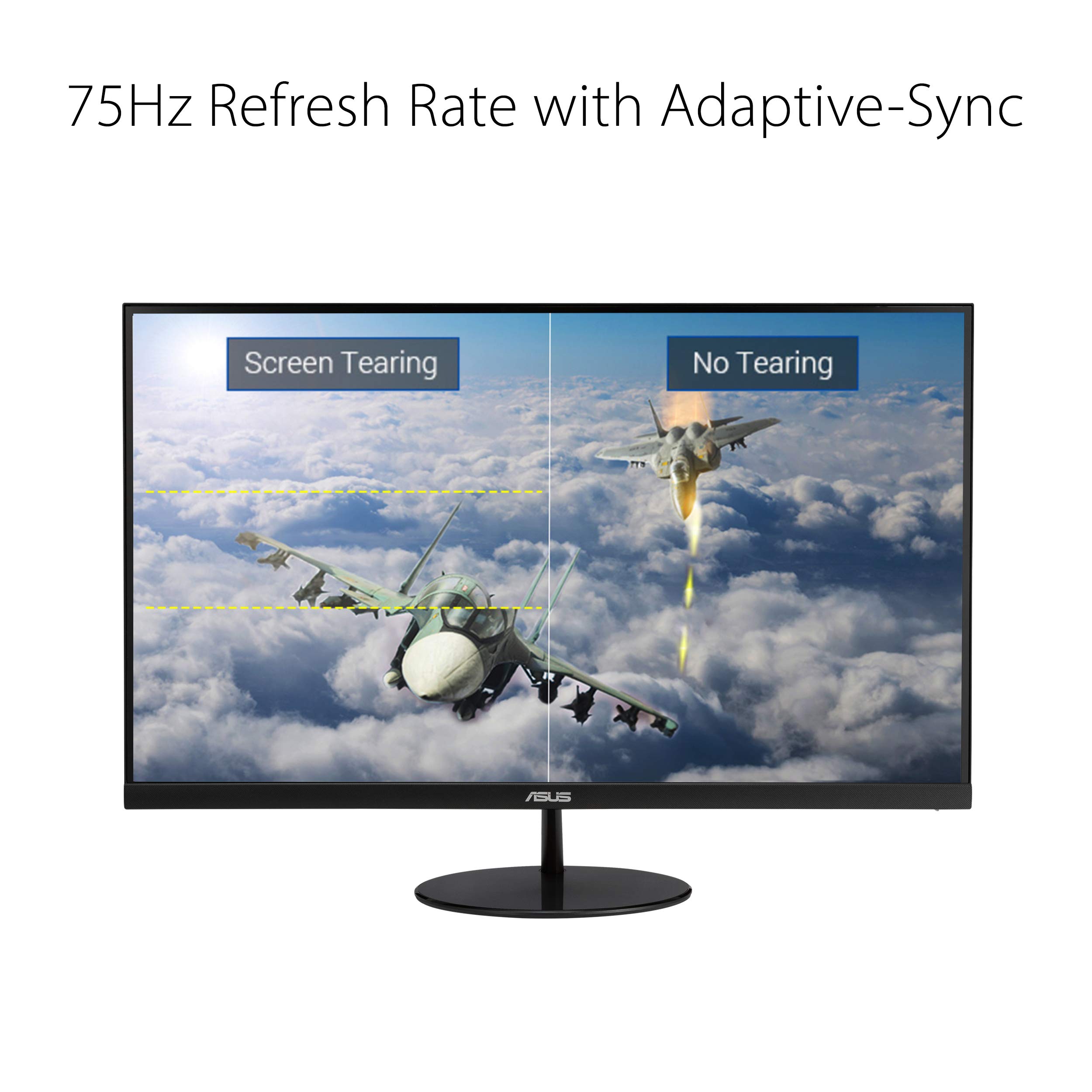 ASUS VL249HE 23.8” Eye Care Monitor, 1080P Full HD, 75Hz, IPS, Adaptive-Sync/FreeSync, Eye Care, HDMI VGA, Frameless Slim Design, VESA Wall Mountable (Renewed)