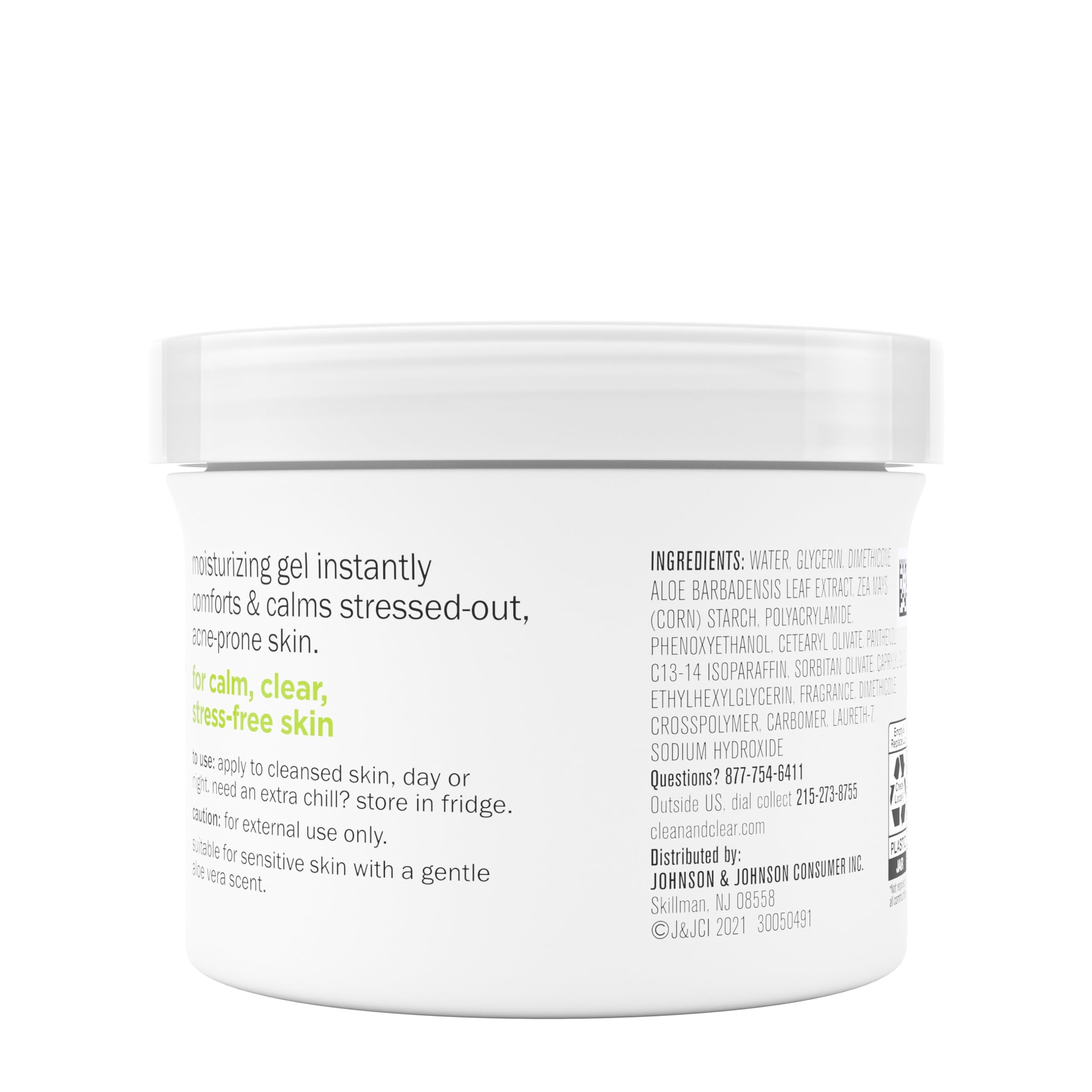 Clean & Clear Aloe Vera Calming Gel Acne Facial Moisturizer for Acne-Prone & Sensitive Skin, Oil-Free Daily Moisturizing Gel, 4.9 Oz