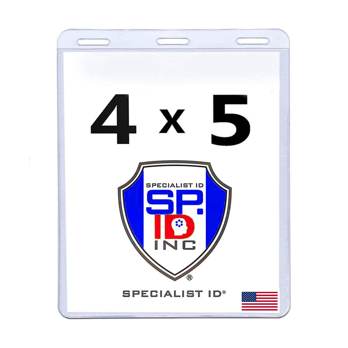 2 Pack - 4x5 Badge Holder Horizontal - Clear Credential Sleeve for Events - Heavy Duty Plastic Name Tag Badge Cover by Specialist ID