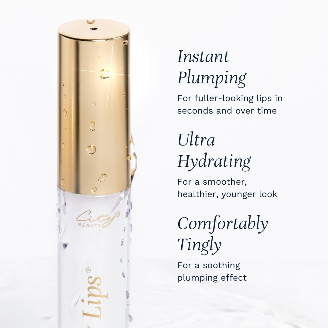 City Beauty City Lips Plumping Lip Gloss - High-Shine Gloss for Fuller, Younger-Looking Lips | Hydrating & Smoothing Lip Treatment Hyaluronic Acid