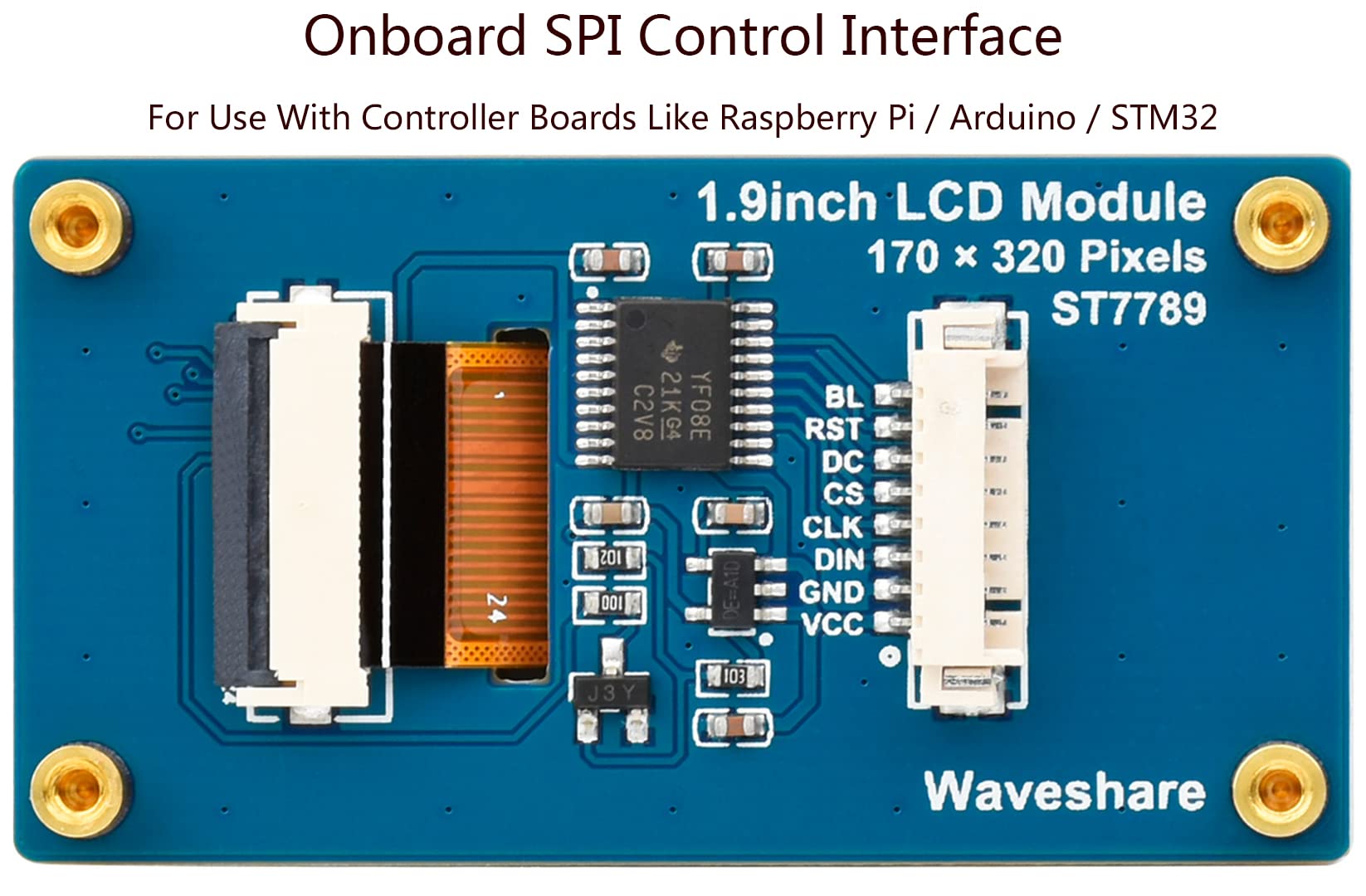 1.9inch LCD Display Module, 170x320 Resolution 262K Colorful IPS Screen Display, SPI Interface, Built-in ST7789V2 Chip, for Raspberry Pi 4B/3B+/3B/2B/Zero/Zero W/Zero 2W/WH,for Arduino, STM32, etc