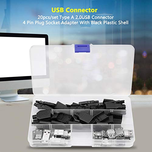 Tomantery 4 Pin Good Conductivity Connector Brass Contacts Female for Electronic Design with Black Plastic Shell
