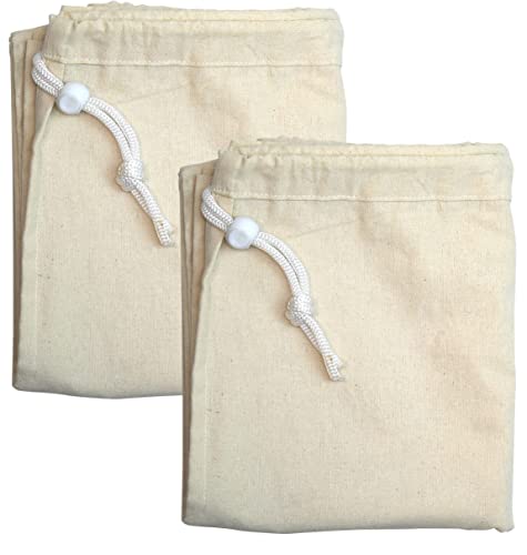 2 Pack - Extra Large Natural Cotton Laundry Bag, Beige (28" x 36")