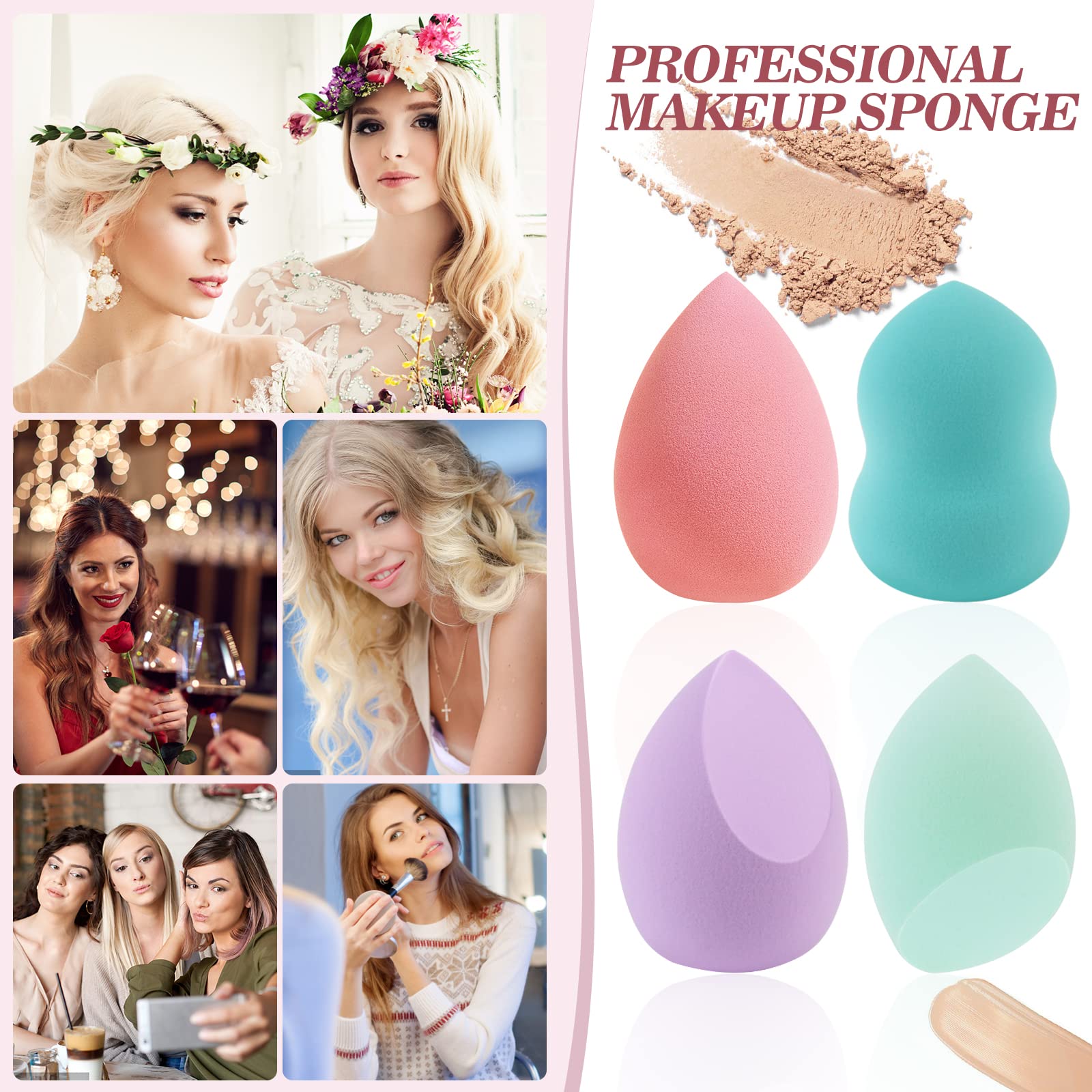 12PC Makeup Sponge Beauty Blender: WUZUN Make Up Sponges Set For Face Dry & Wet Use For Powder, Cream Or Liquid Application
