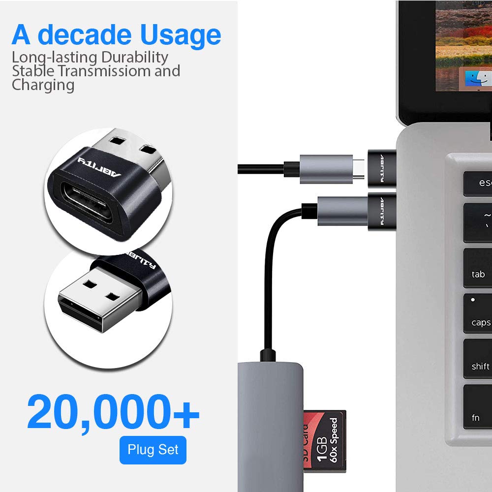 Apple iPhone Samsung 2-Pack USB C to USB A Adapter, Type C Plug OTG Adapter for Laptop, SD Card Reader, Headphones, Wall Port, Charger Cable